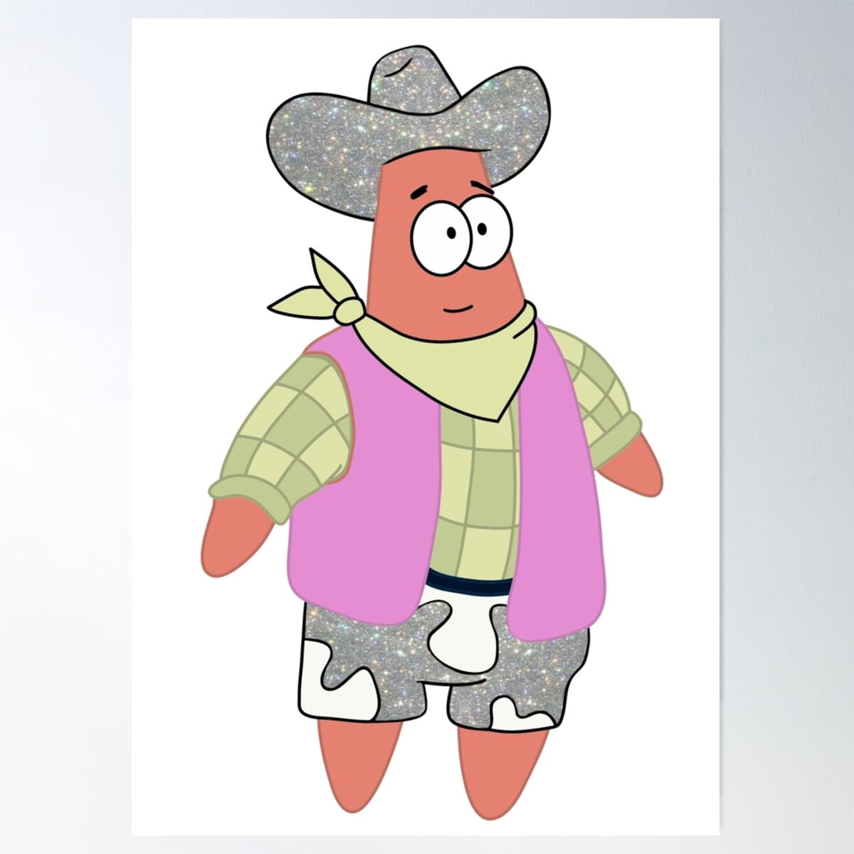Cowboy Patrick Star Poster Wall Art, Modern Wall Decor For Living Room ...