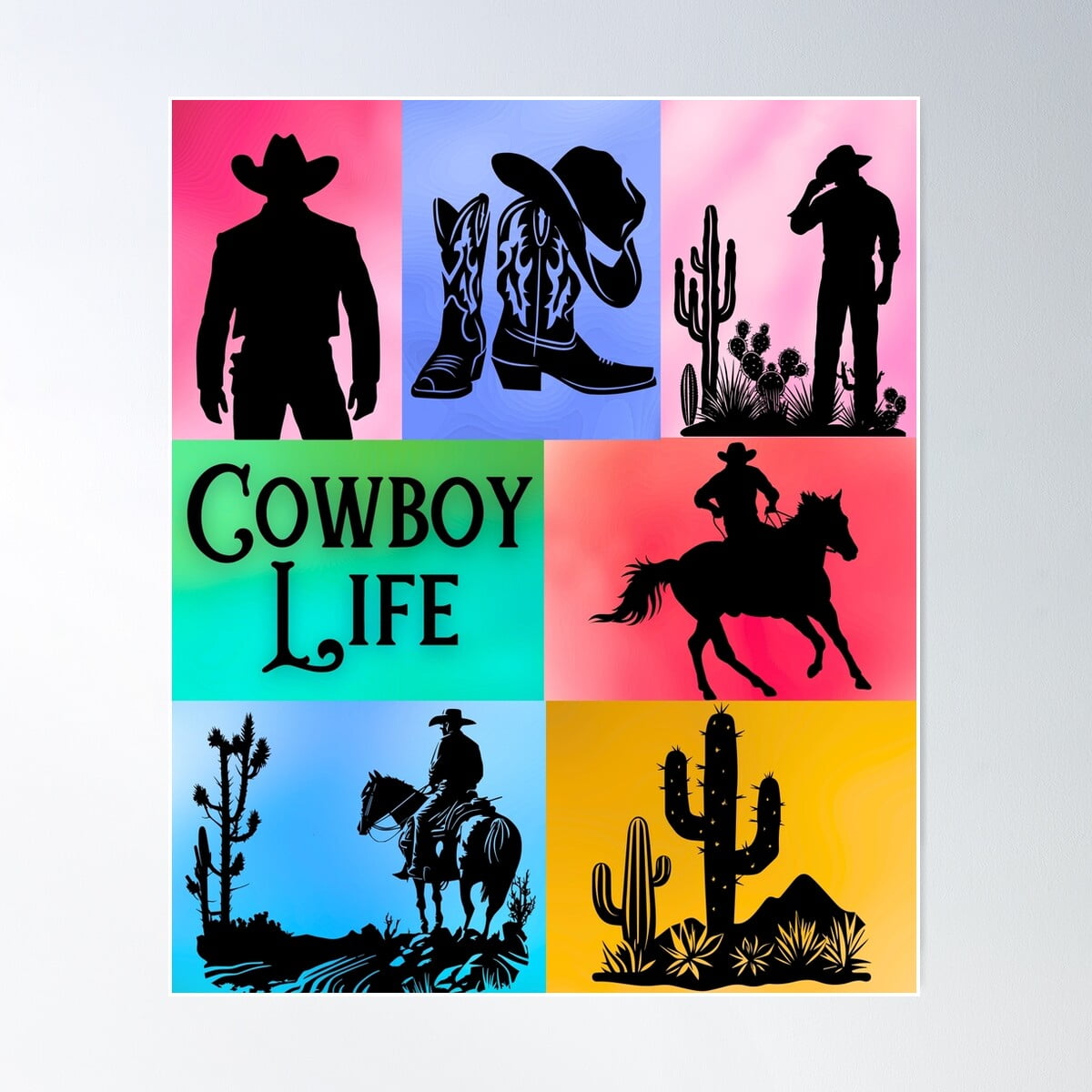 Cowboy Pop-Art Poster Wall Art, Modern Wall Decor For Living Room ...
