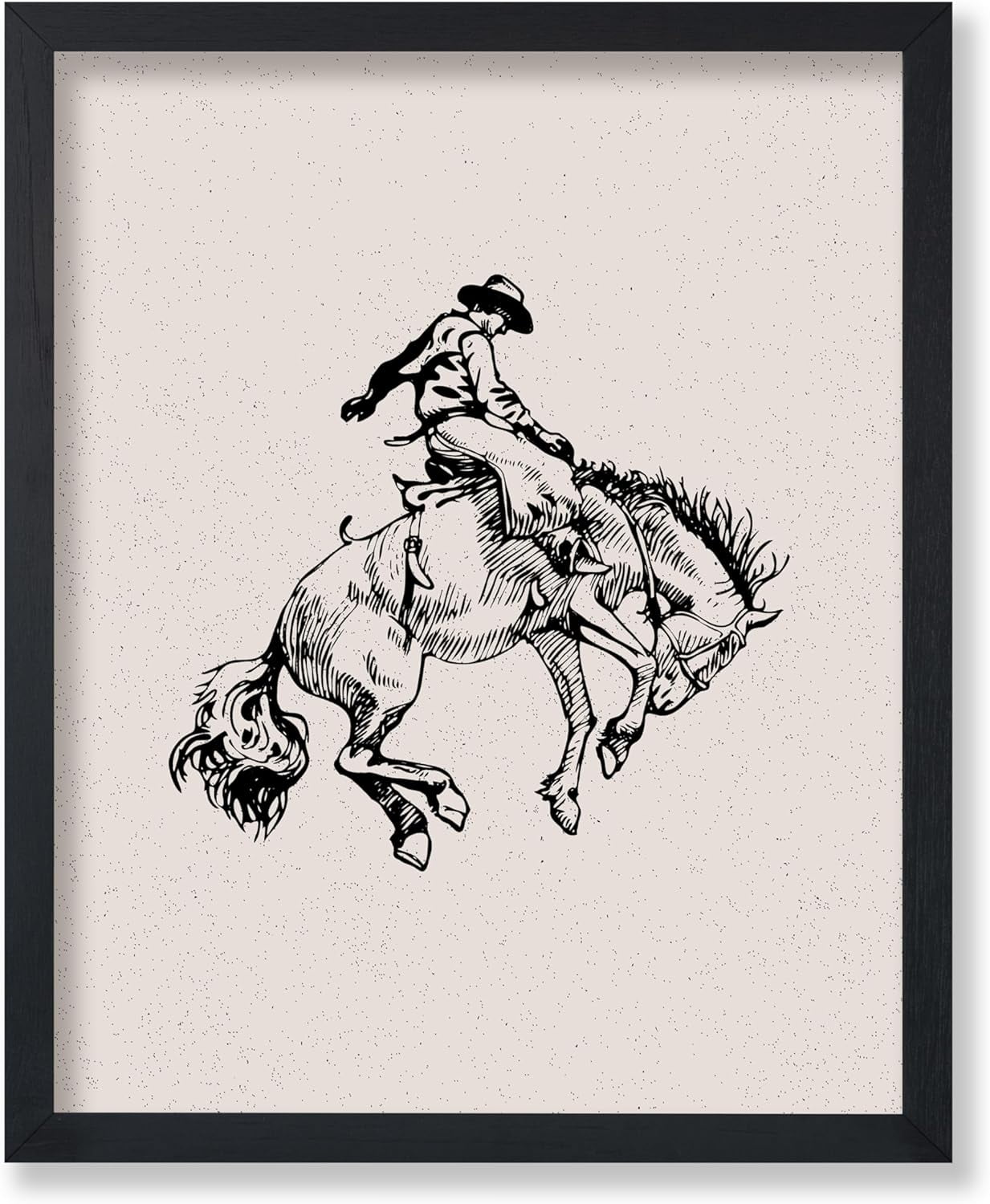 Cowboy Poster - Retro Cowboy on Bucking Horse Print - Rodeo Art ...