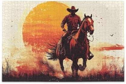 Cowboy Puzzles for Adults and Kids 500 Pieces, Wooden Jigsaw Puzzles ...