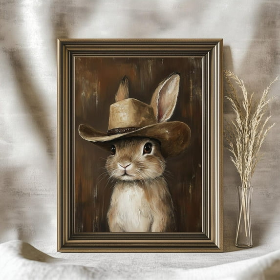 Cowboy Rabbit Western Nursery Art, Unframed Canvas Size 24x36 - Walmart.com