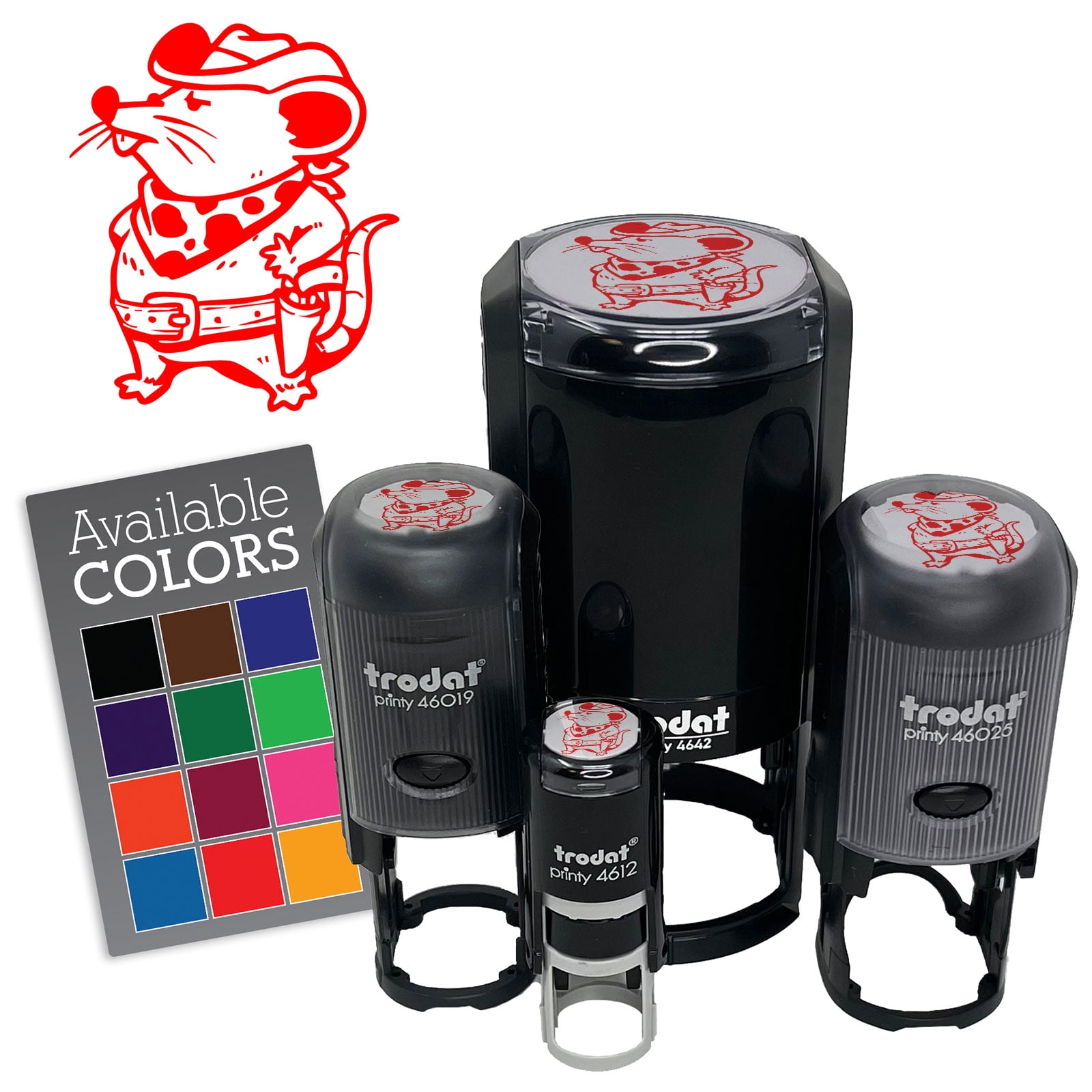 Cowboy Rat Mouse Western with Hat Bandana Self-Inking Rubber Stamp for ...