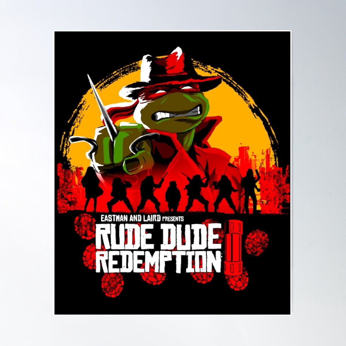 Cowboy Red Ninja Turtles Rude Dude Poster Wall Art, Modern Wall Decor ...