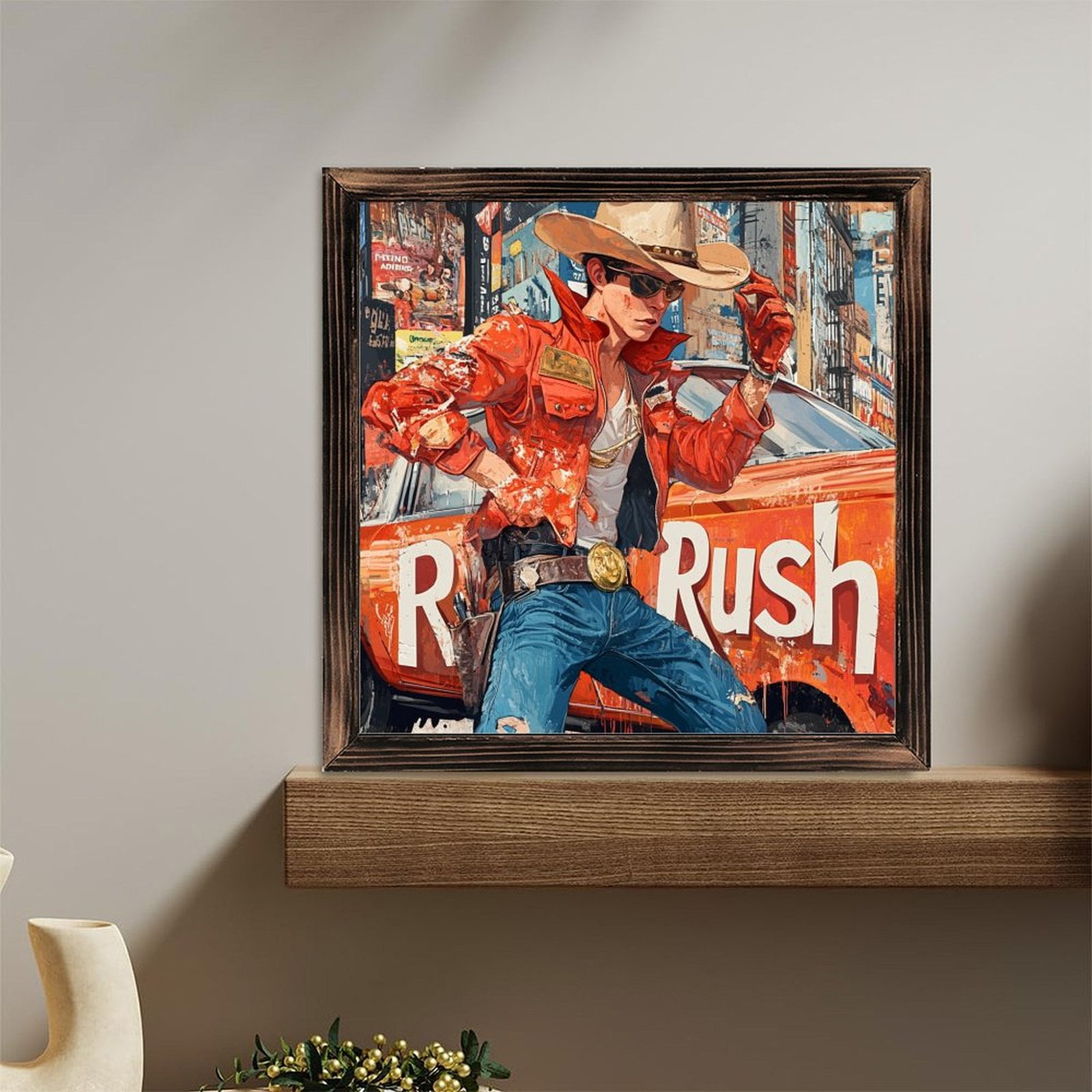 Cowboy Retro Car Wooden Sign Wall Plaque - Vintage Art Decoration, Wall ...