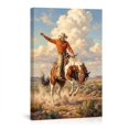 Cowboy Riding Bucking Horse In Desert Western Americana Bold Modern For ...