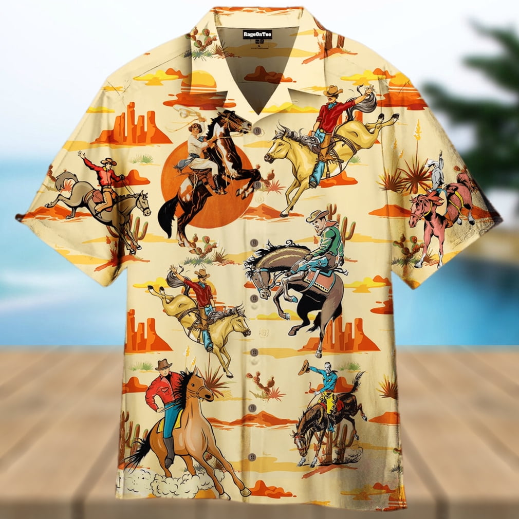 Cowboy Riding Horse Hawaiian Shirt - Walmart.com
