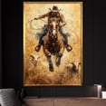 Cowboy Roping Cattle Canvas Painting, Western Wall Art, Rustic Home ...