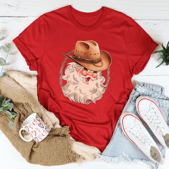 Cowboy Santa Tee Red S Peachy Sunday T-Shirt - Walmart.com