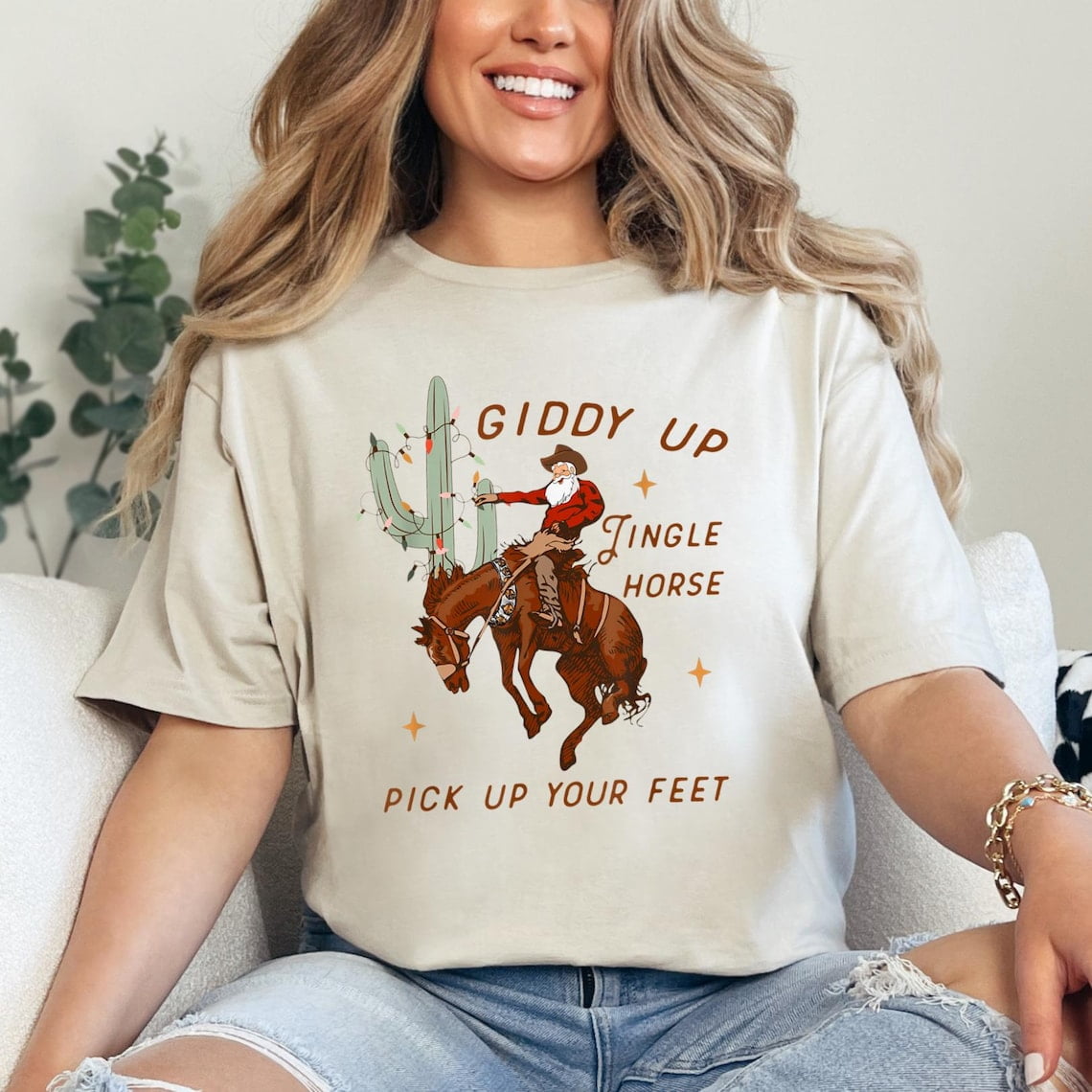Cowboy Season T-Shirt, Giddy Up Jingle Horse Pick Up Your Feet, Cowgirl ...