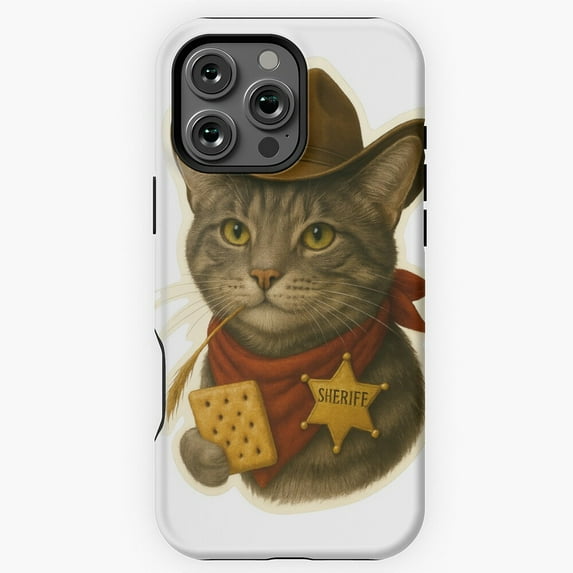 Cowboy Sheriff Cat Funny Western Meme Art Phone Case for iPhone 17 ...