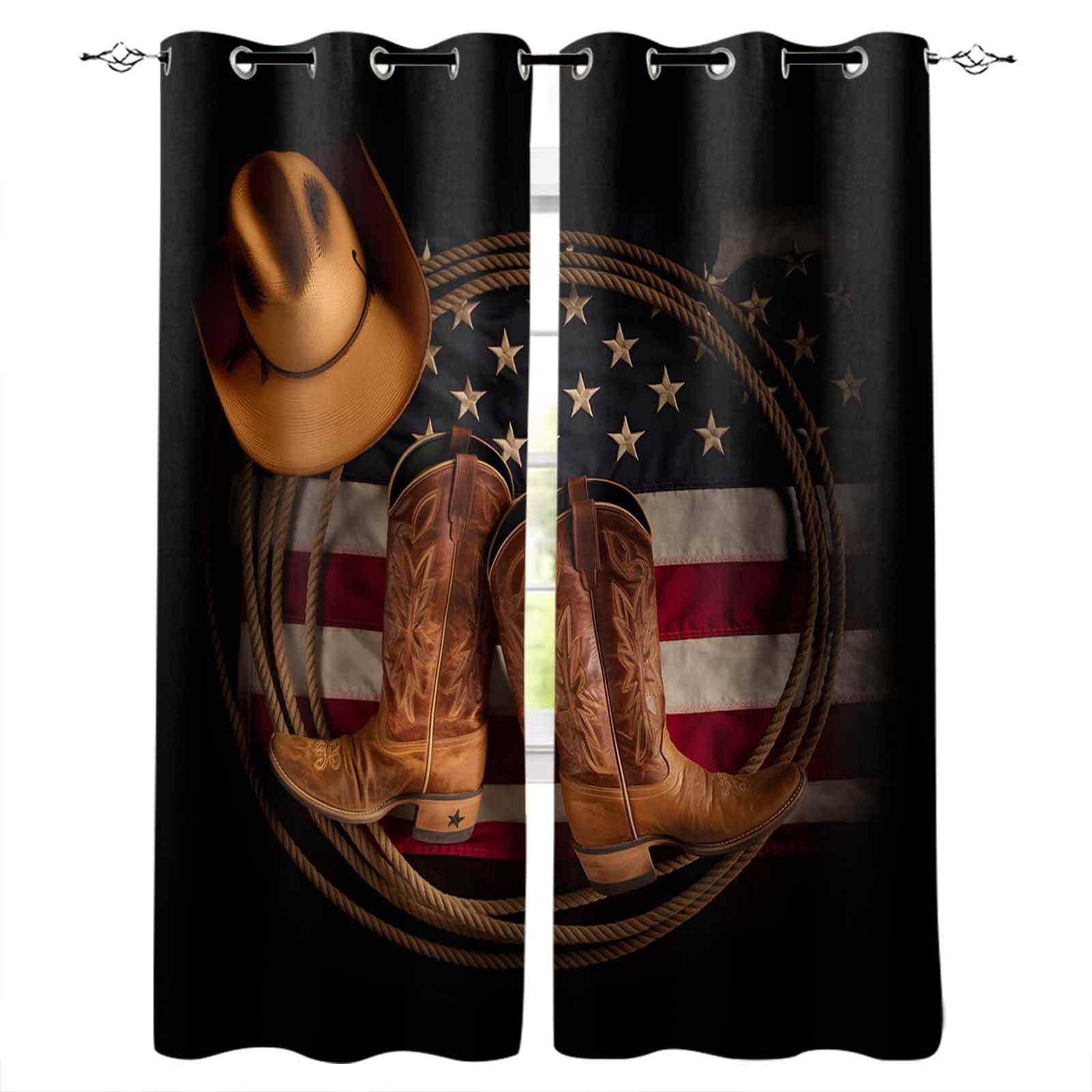 Cowboy Shoes Blackout Curtains for Bedroom/Living Room, Thermal ...