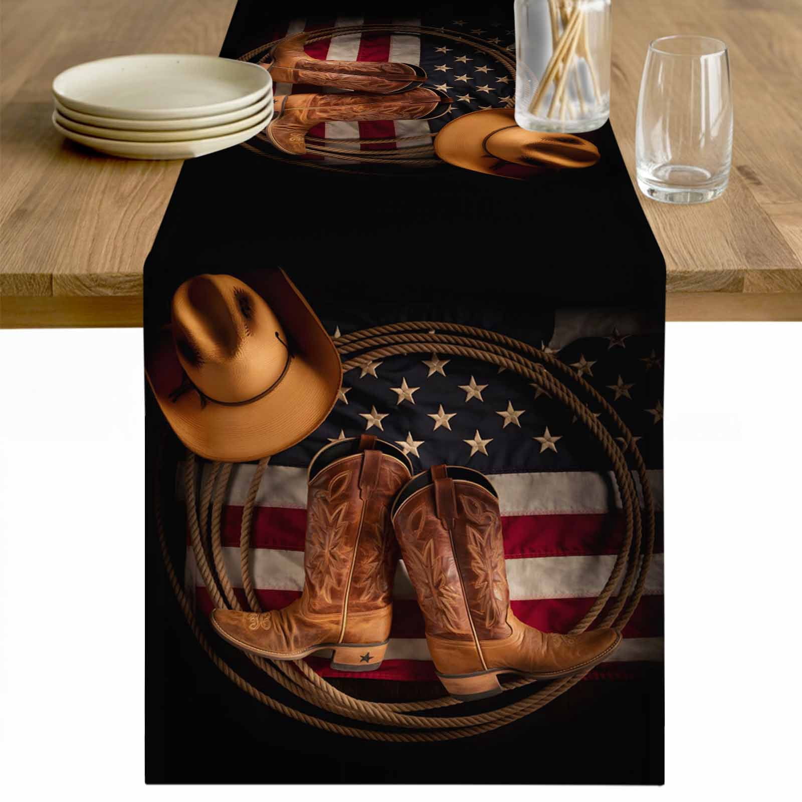 Cowboy Shoes Table Runner 90 Inches Long Farmhouse Dress Scarves ...