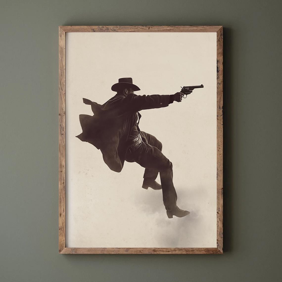 Cowboy Shootout Western Art Poster, Rustic Bar Decor, Size 16x24 ...