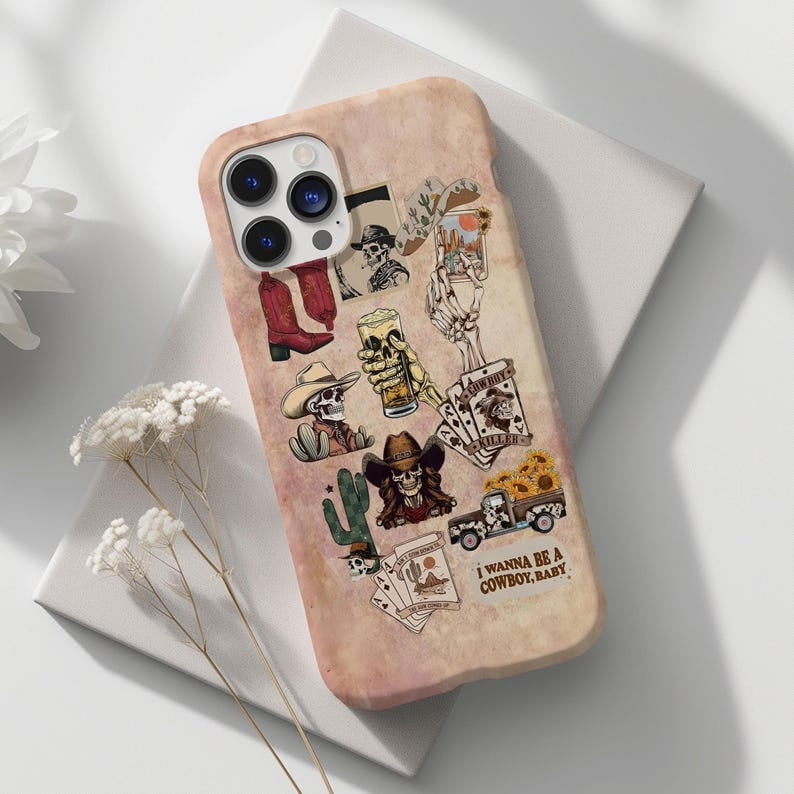 Cowboy Skeleton Spooky Western iPhone Case for 11 to 16 Pro Max - Walmart.com