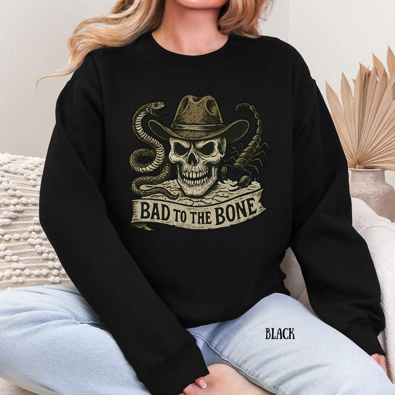 Cowboy Skull Unisex Sweatshirt Western Gothic Halloween Design Rustic ...