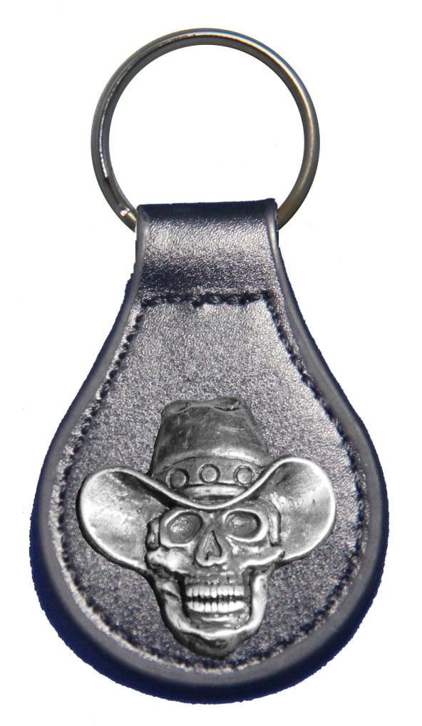 Cowboy Skull leather key fob or keychain Black - Walmart.com