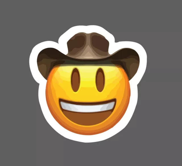 Cowboy Sticker Emoji Smile Hat Waterproof Sticker Phone Decal Water ...