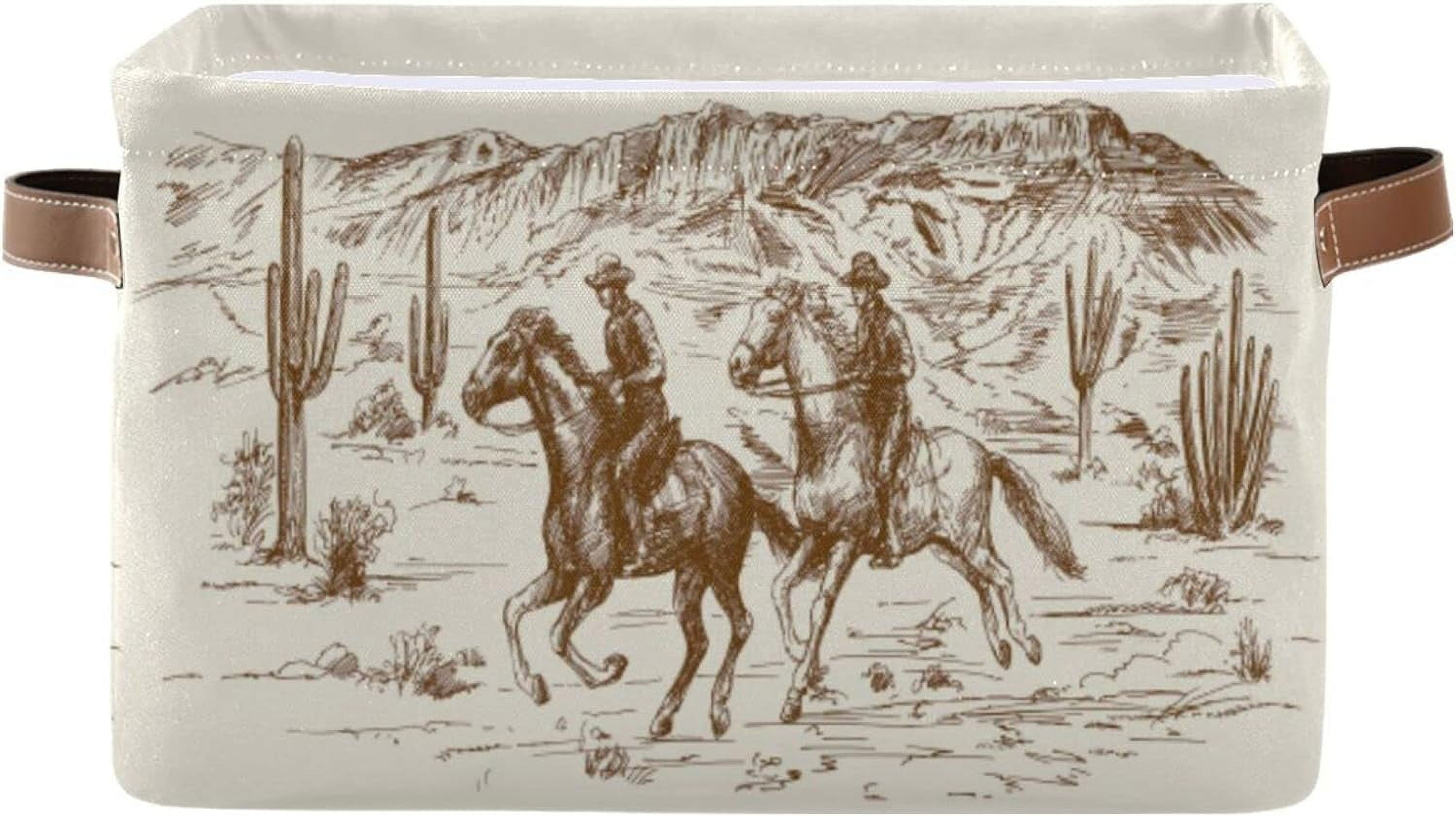 Cowboy Storage Basket Western Desert Cowboy Storage Bin Collapsible ...