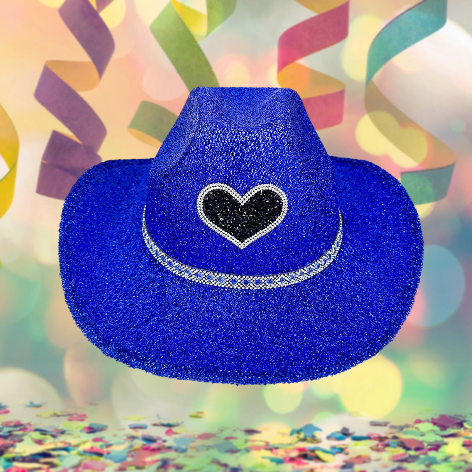 Cowboy Style Hat For Parties Wide Brim Shiny Design With Elegant ...