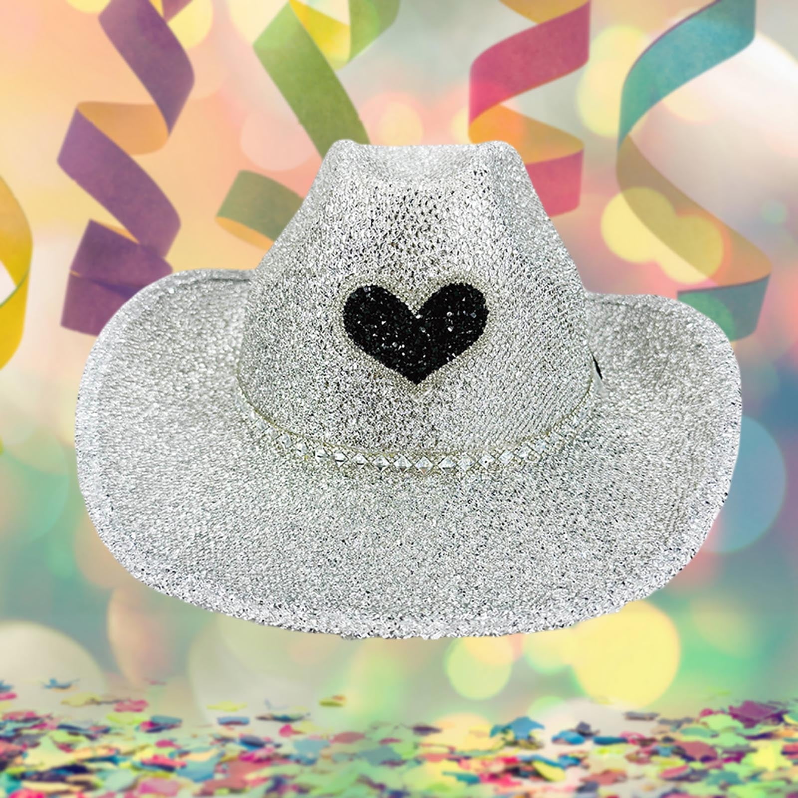 Cowboy Style Hat For Parties Wide Brim Shiny Design With Elegant ...