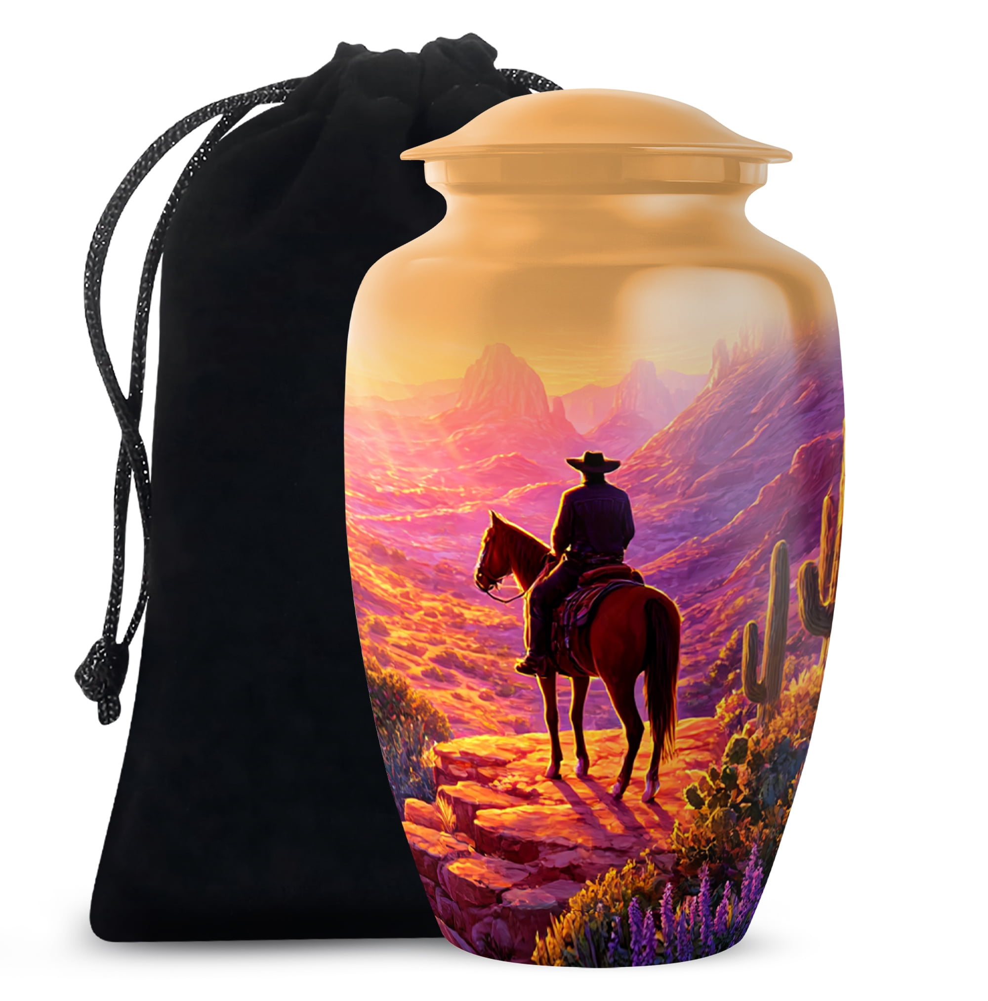 Cowboy Sunset Cremation Urn, Urns For Human Ashes Adult Female, Large ...