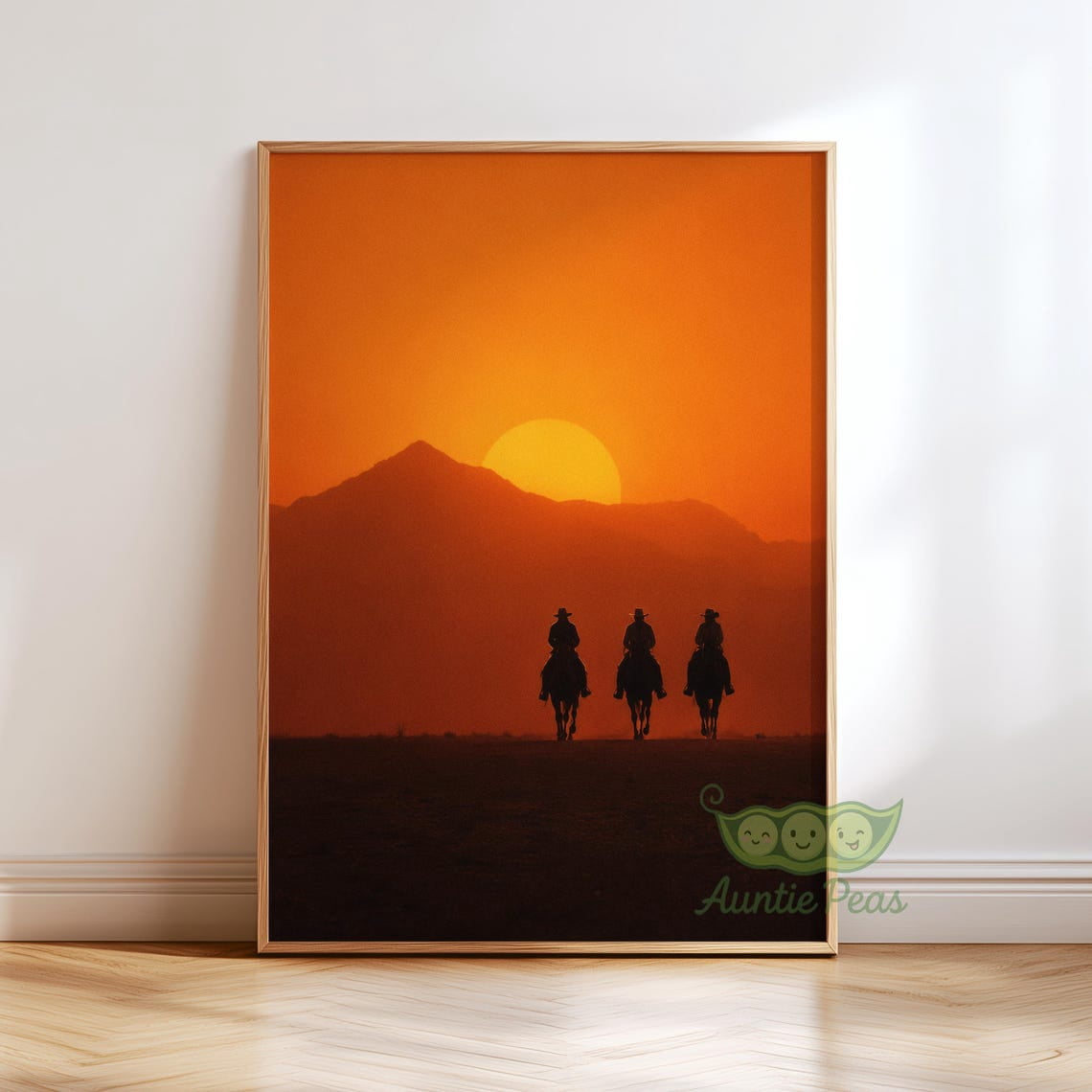 Cowboy Sunset Wall Art Western Desert Riders Rustic Horseback Landscape ...
