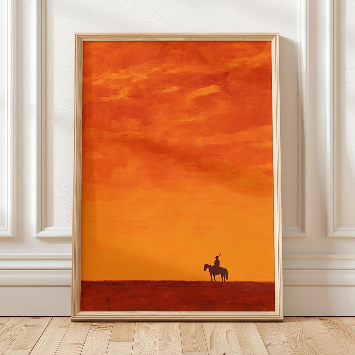 Cowboy Sunset Western Desert Landscape Lone Rider Porch Display ...
