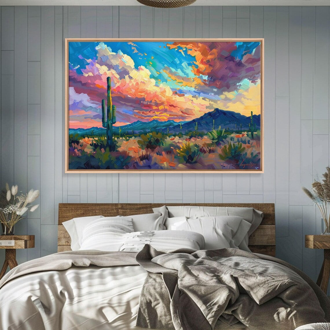 Cowboy Sunset Wild West Cactus Valley Wall Art Poster, Unframed Size ...