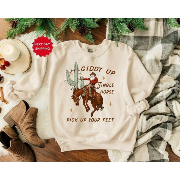 Cowboy Sweater, Giddy Up Jingle Horse Pick Up Your Feet, Howdy Country Horse, Cowgirl Shirt ...