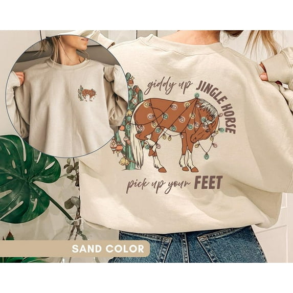 Cowboy Sweatshirt Giddy Up Jingle Horse Shirt Western Sweater Western ...