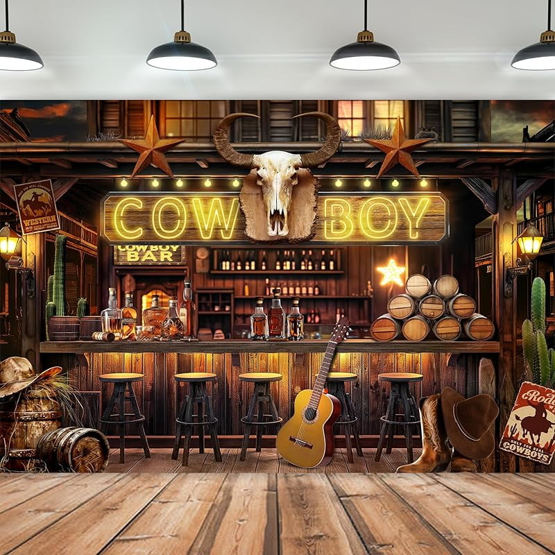 Cowboy Theme Cool Backdrop Cowboy Western Baby Shower Polyester Fabric ...