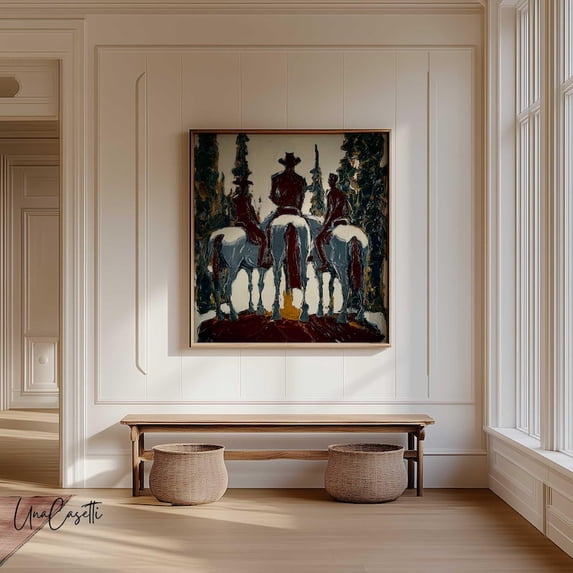 Cowboy Trio Wall Art | Western Horseback Riders Artwork | Modern Rustic ...