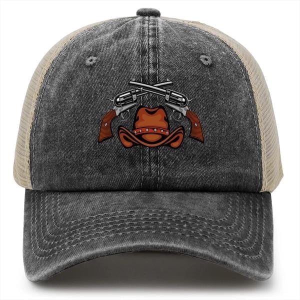 Men Black Cowboy Trucker Hat, Western Baseball Cap, Adjustable Mesh ...