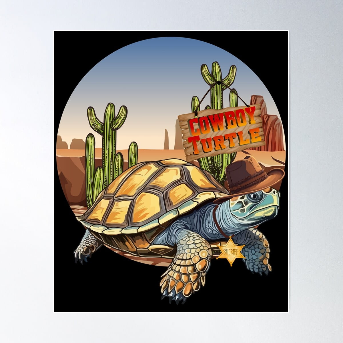 Cowboy Turtle Poster Wall Art, Modern Wall Decor For Living Room ...