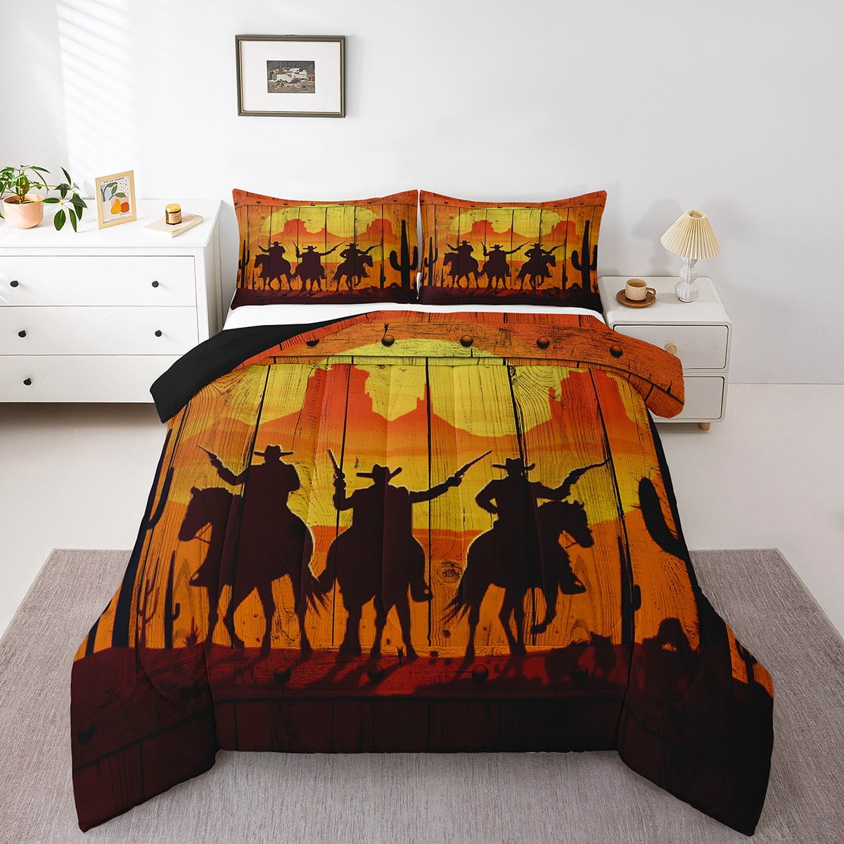 Cowboy Twin Size Comforter Set for All Seasons,Western Country Style ...