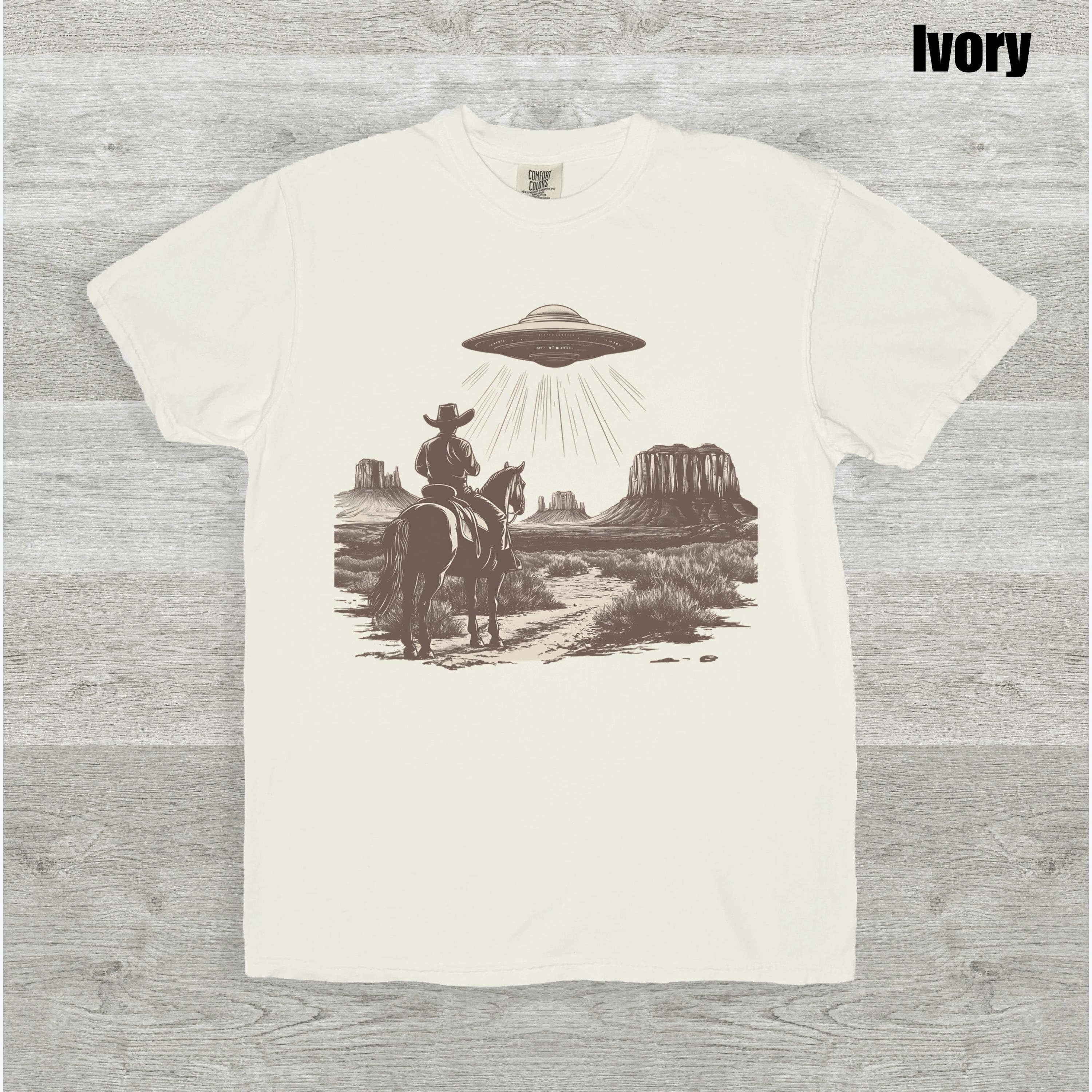 Cowboy UFO Tshirt, Vintage Cowboy Alien T-shirt, Vintage 90s Shirt ...