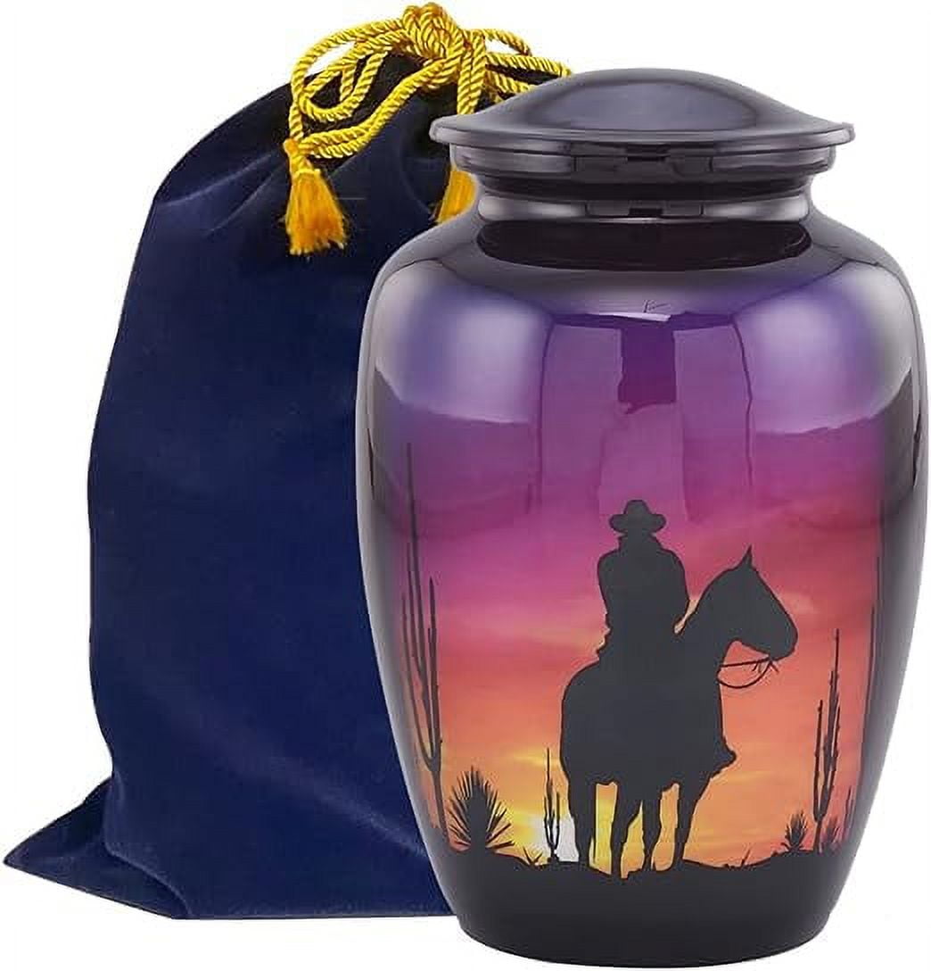 Cowboy Urn - Cowboy Cremation Urn for Ashes - Cowboy Western Sunset Urn ...