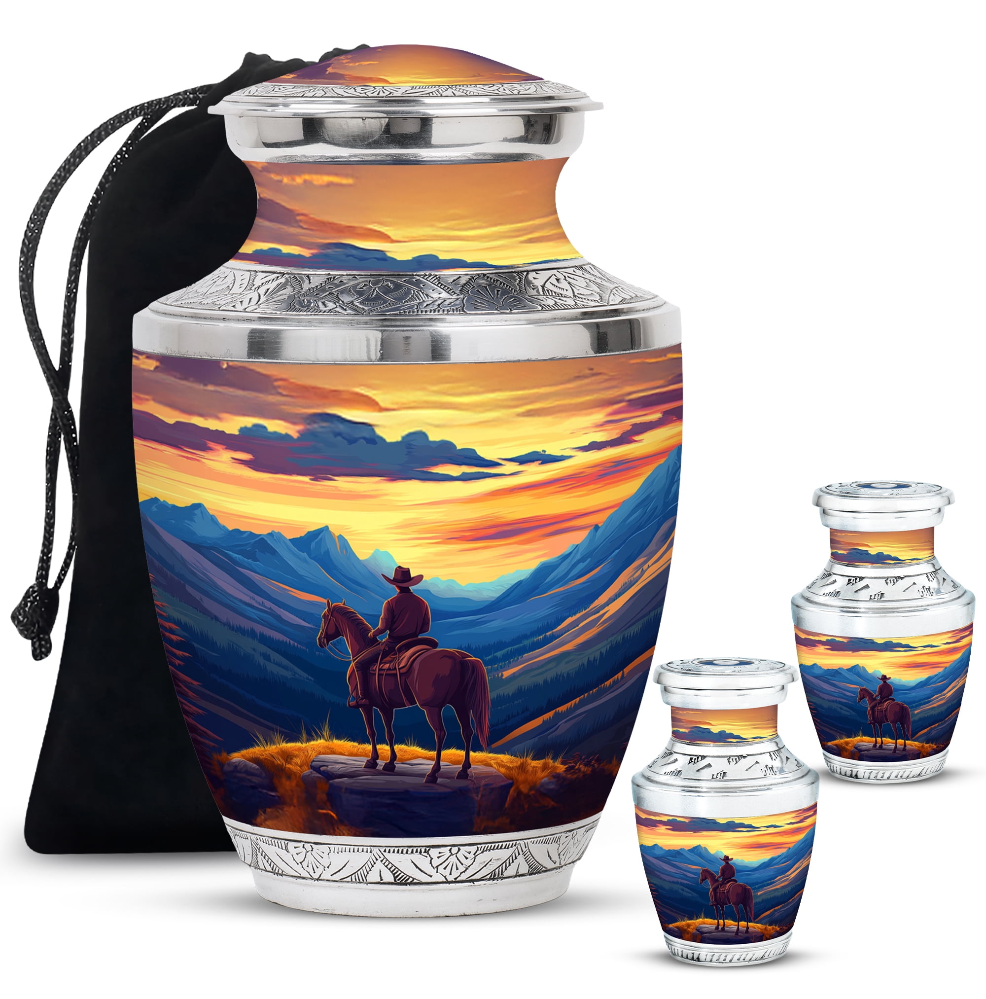 Cowboy Urn, Cremation Urns Large Adult, Memorial Urns for Human Ashes ...
