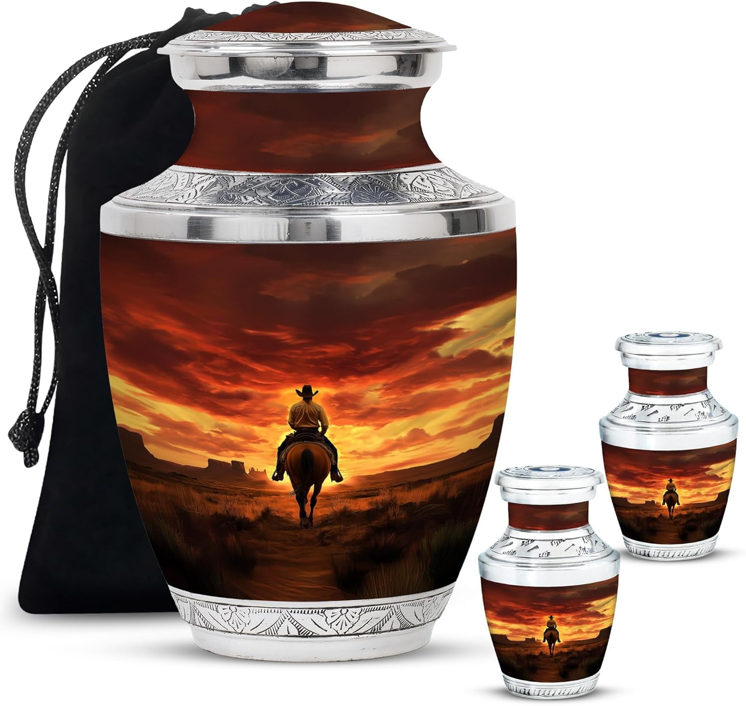 Cowboy Urn - Large Urns For Human Ashes Adult Male - Burial Urn For ...