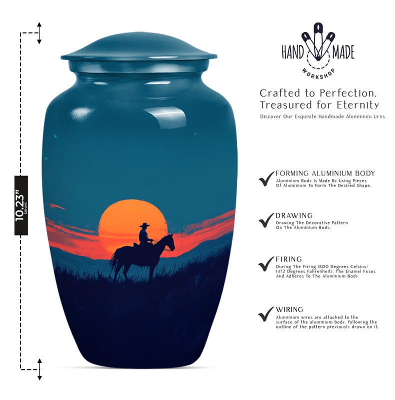Cowboy Urn, Large Urns for Human Ashes, burial Urns for Adult Human ...