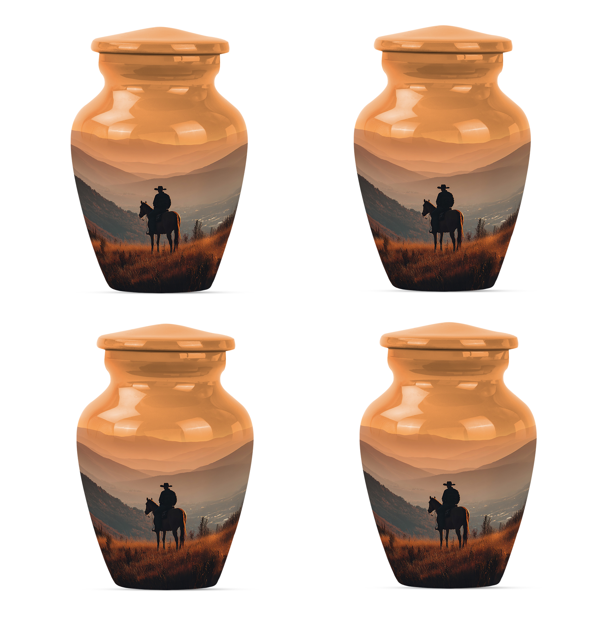 Cowboy Urn - Mini Urn for Ashes Adult Male & Female - Brown Mountains ...