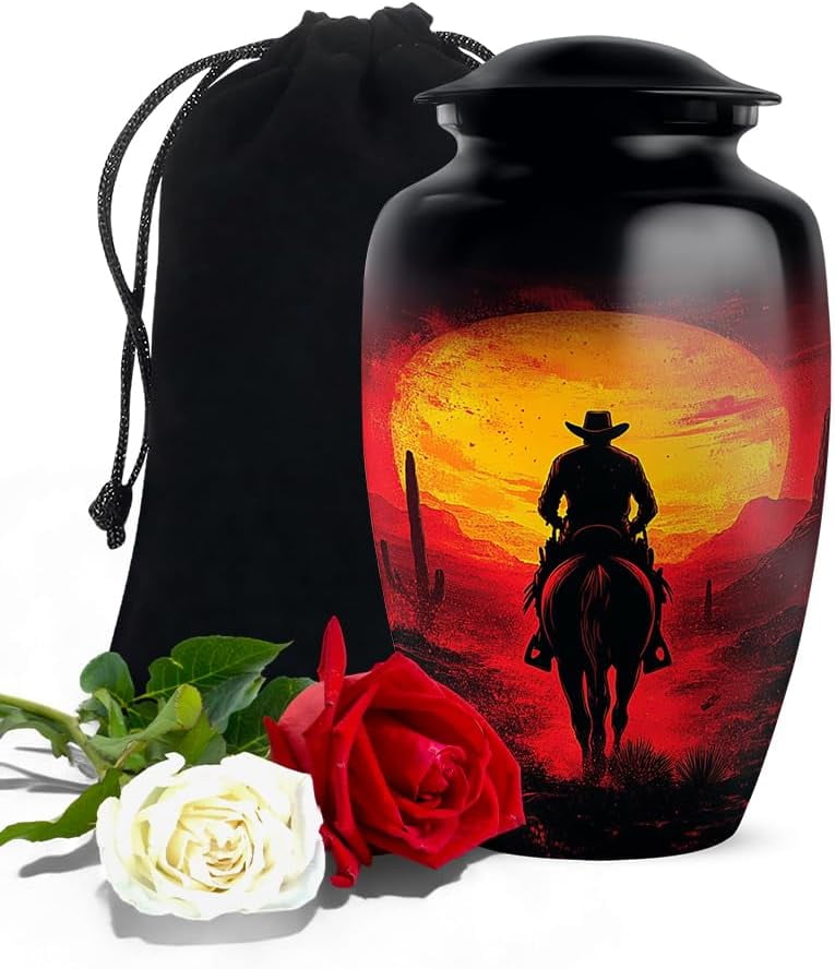 Cowboy Urn, Rustic Western Theme Cremation Urn For Ashes Adult Male ...