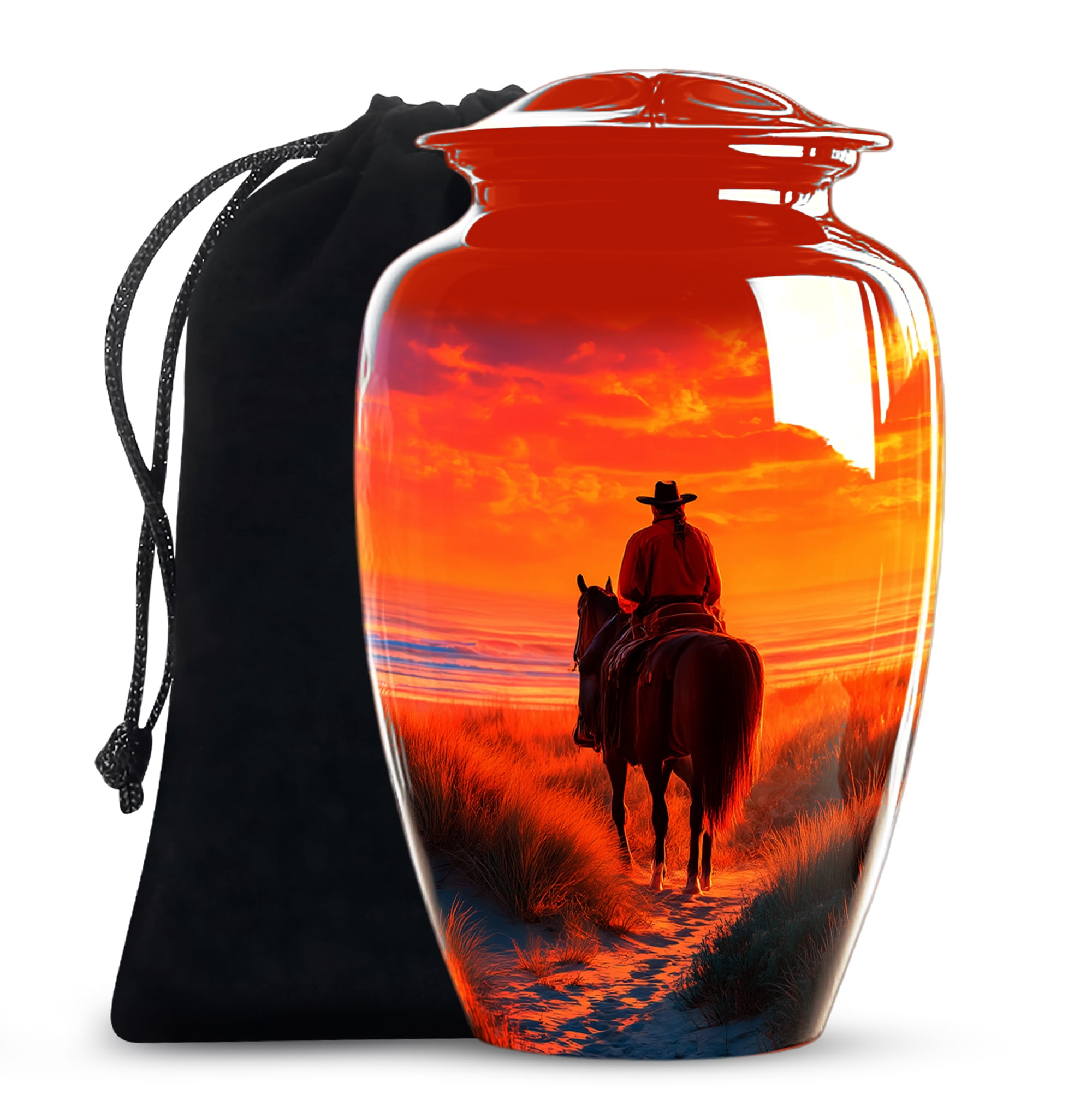 Cowboy Urn for Ashes for Women, Large Urn for Ashes Cowboy, Western ...