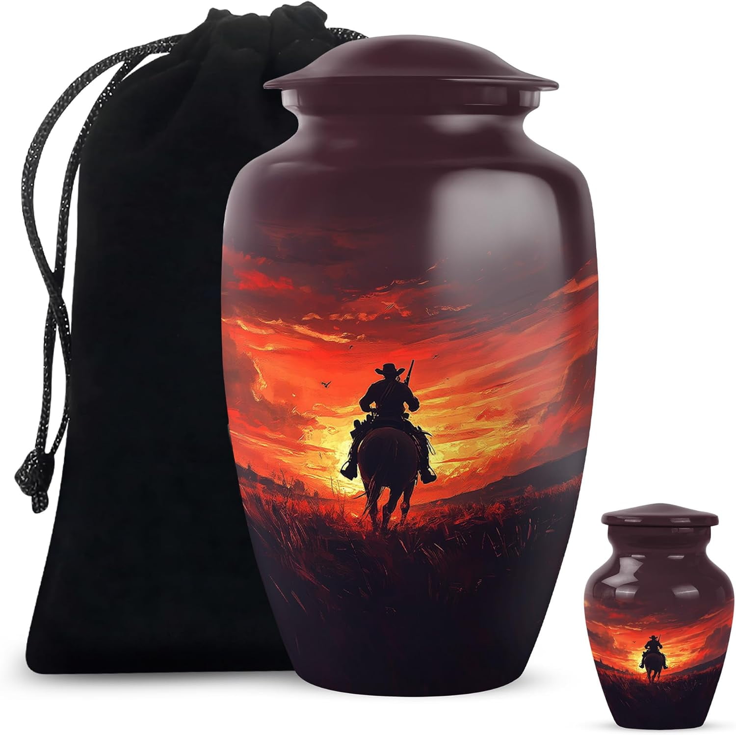 Cowboy Urn for Human Ashes Adult Female, Keepsake Urn for Human Ashes ...