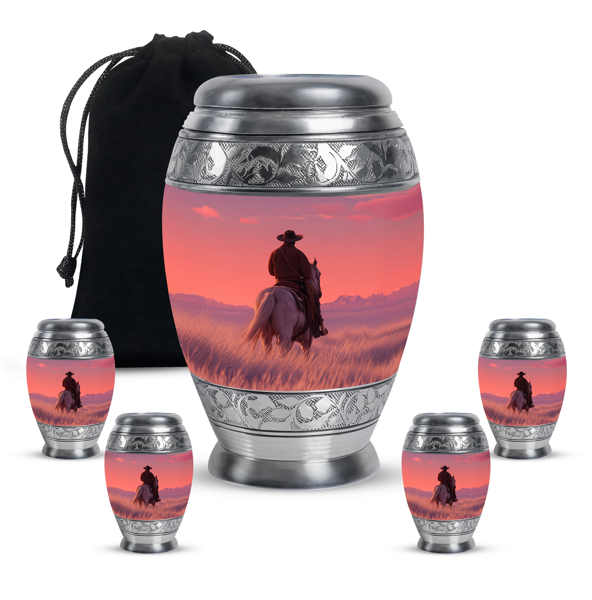 Cowboy Urns For Adult Ashes - Small Cowboy Urn For Men & Women - Orange ...