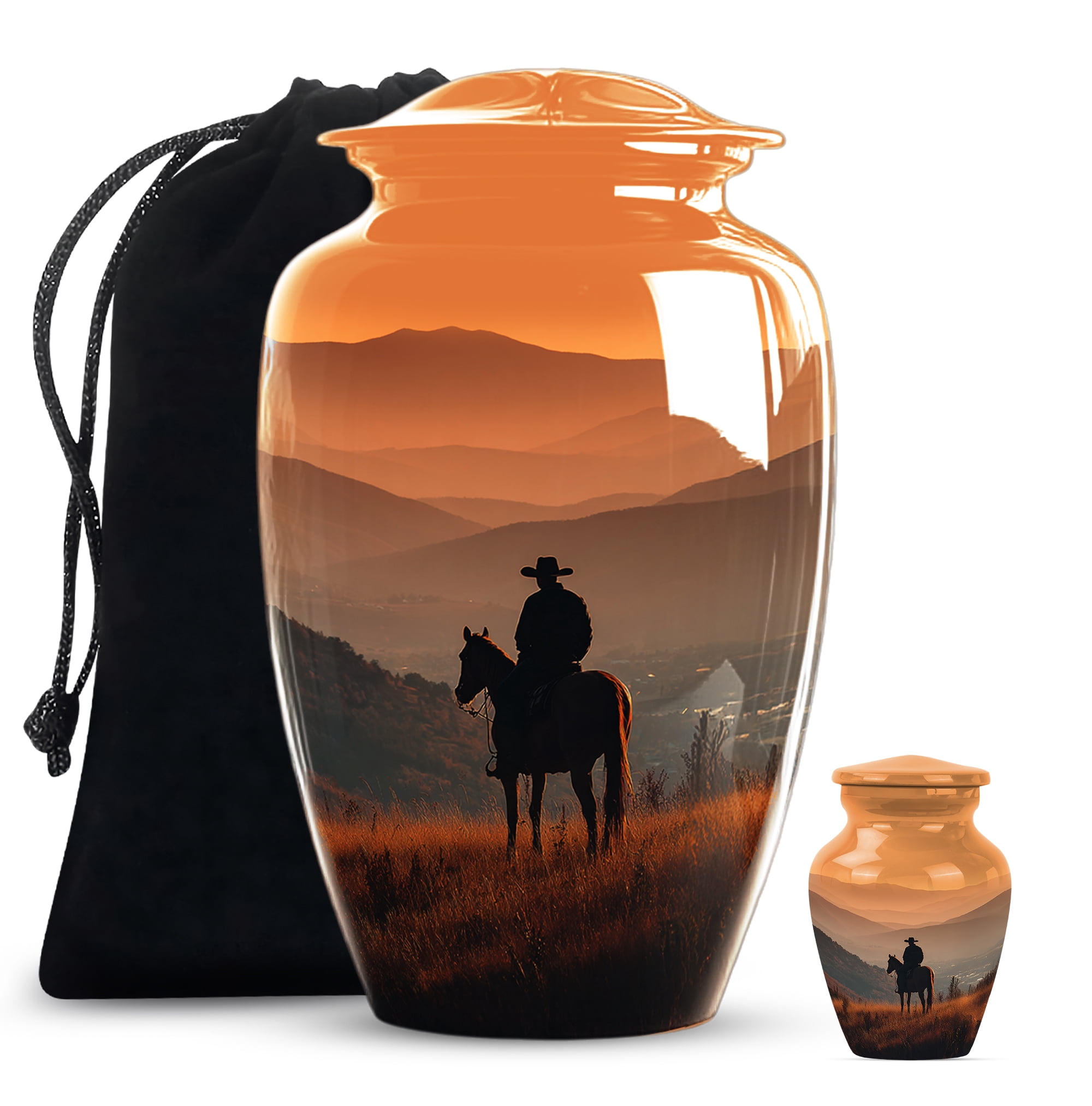 Cowboy Urns For Ashes for Men - Large Cowboy Cremation Urn - Tiny ...