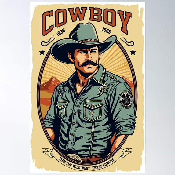 Cowboy. Vintage. Poster Wall Art, Modern Wall Decor For Living Room ...