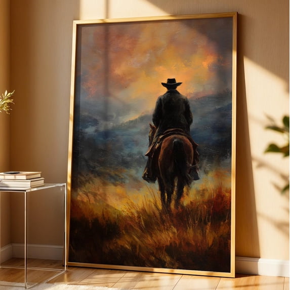 Cowboy Wall Art Vintage Western Wild West Landscape Rustic Ranch Decor ...