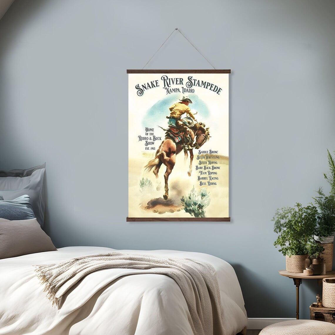 Cowboy Western Art Decor Wall Hanging - Snake River Stampede Rodeo ...