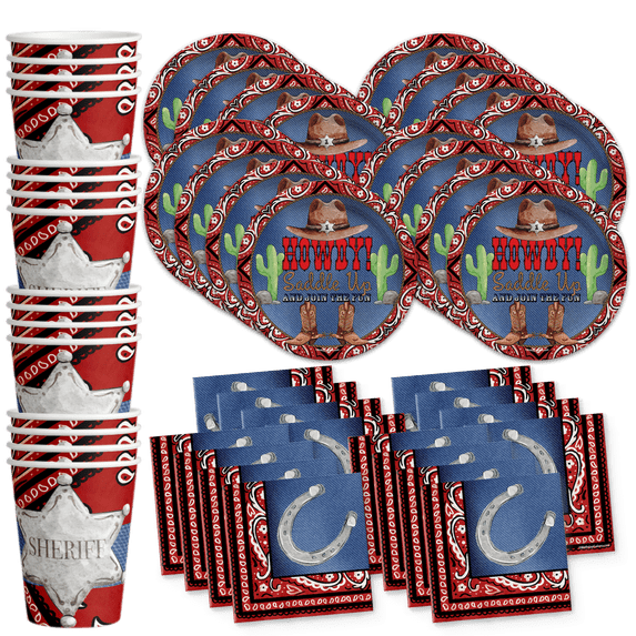Birthday Galore, Cowboy Western Party Supplies Set for 16 - Walmart.com